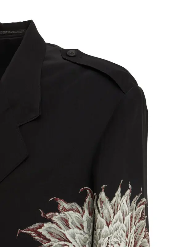 Yohji Yamamoto Dahlia Print Silk Long Coat