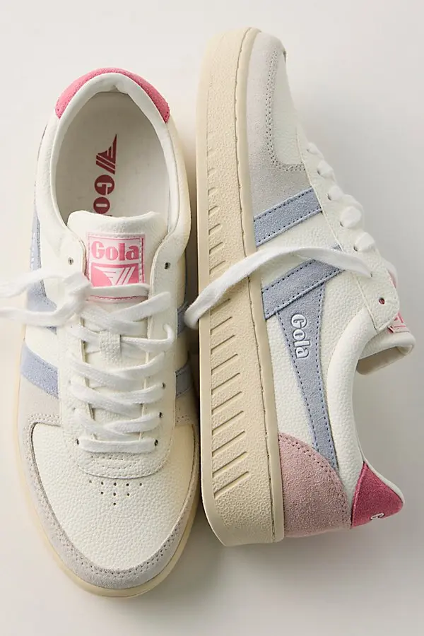 Gola Grandslam Trident Suede Sneakers - White/air/fluro Pink