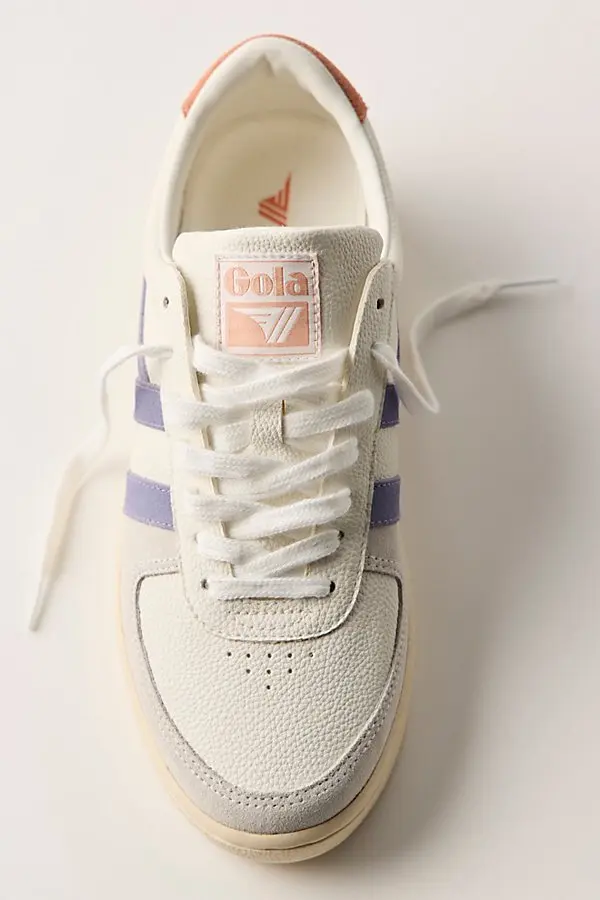 Gola Grandslam Trident Suede Sneakers - White/lavender/terracotta