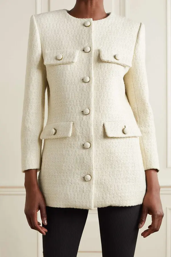 Saint Laurent Tweed Jacket - Off-White | Editorialist