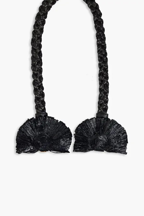 Johanna Ortiz Gautama Fringed Braided Faux Leather Raffia 