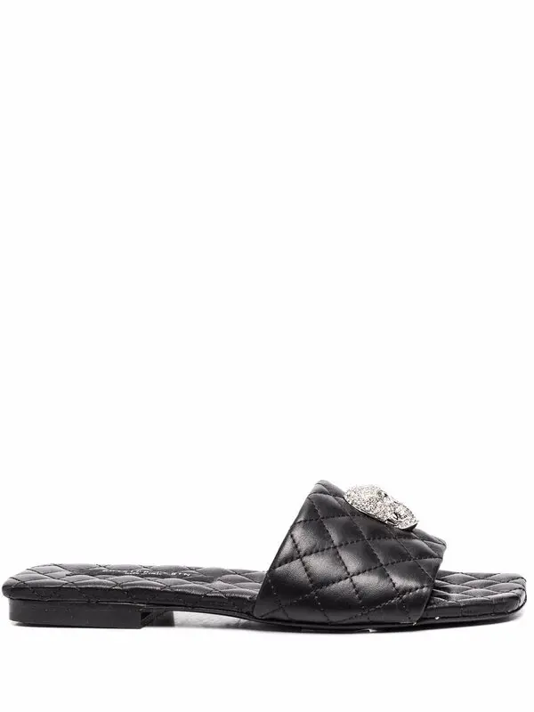 Philipp Plein Crystal-skull Flat Sandals - Black