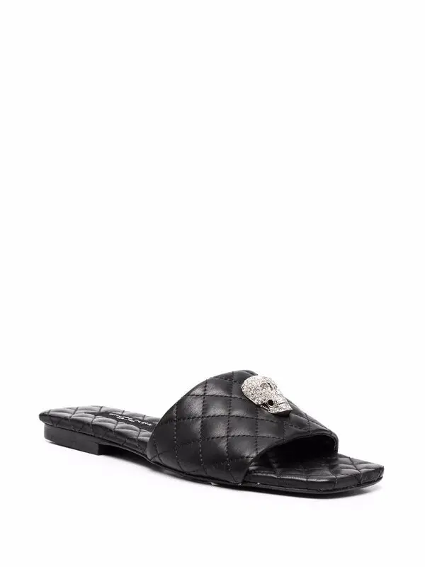 Philipp Plein Crystal-skull Flat Sandals - Black