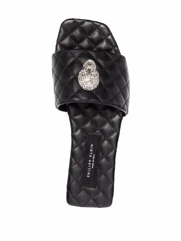 Philipp Plein Crystal-skull Flat Sandals - Black