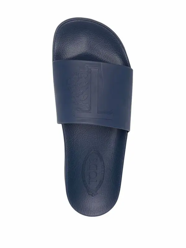 TOD'S Logo-embossed Flat Slides - Blue