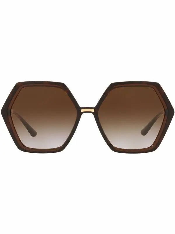 Dolce & Gabbana Hexagon Frame Sunglasses - Brown | Editorialist display picture 3