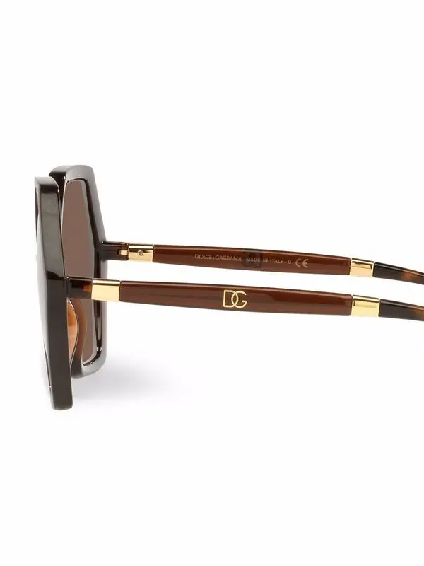 Dolce & Gabbana Hexagon Frame Sunglasses - Brown | Editorialist display picture 1