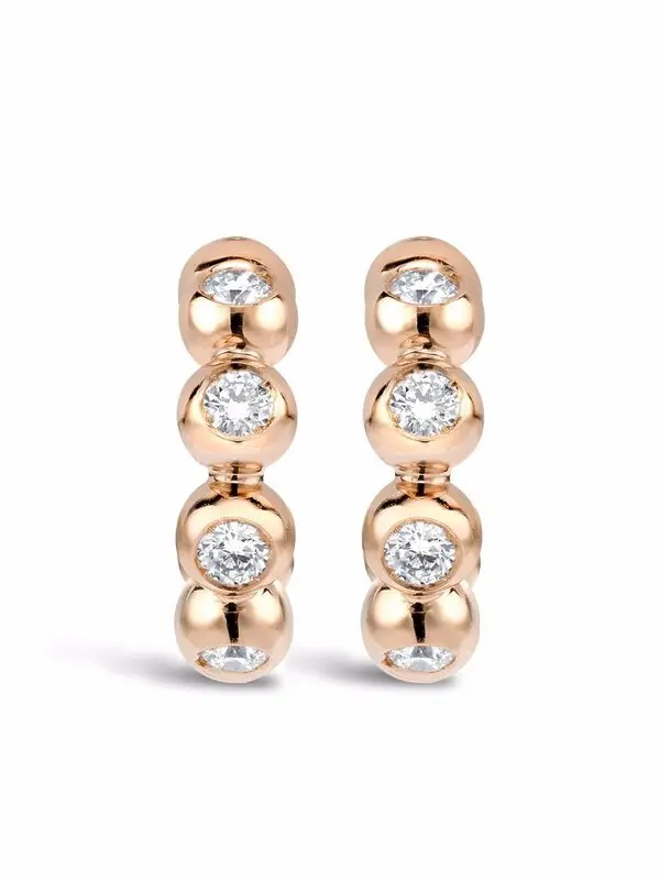 PRAGNELL 18kt Rose Gold Diamond Hoop Earrings - Pink