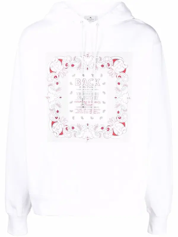 Etro Graphic Print Cotton Hoodie - White