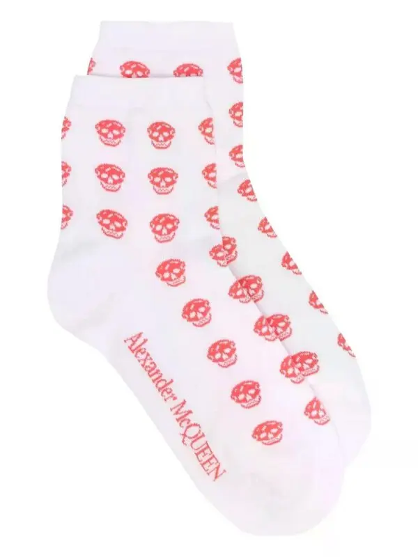 Alexander McQueen Skull-knit Ankle Socks - White