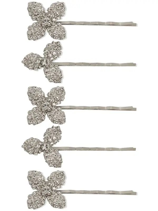 JENNIFER BEHR Floral Crystal-embellished Pin Set - Silver
