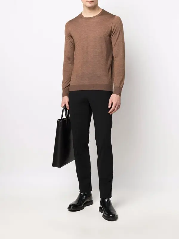 BARBA NAPOLI Fine-knit Crew-neck Jumper - Brown
