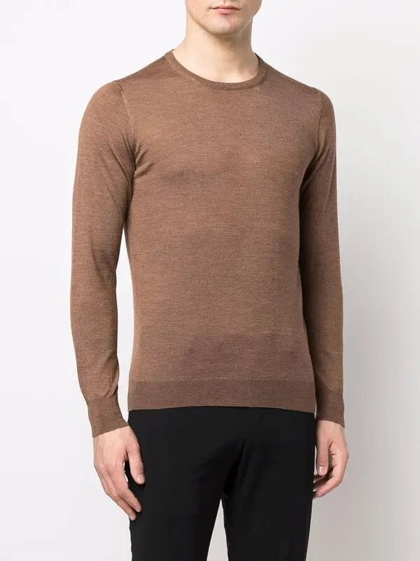 BARBA NAPOLI Fine-knit Crew-neck Jumper - Brown