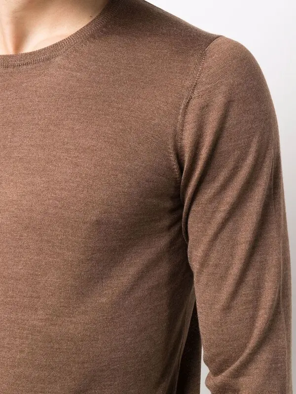 BARBA NAPOLI Fine-knit Crew-neck Jumper - Brown
