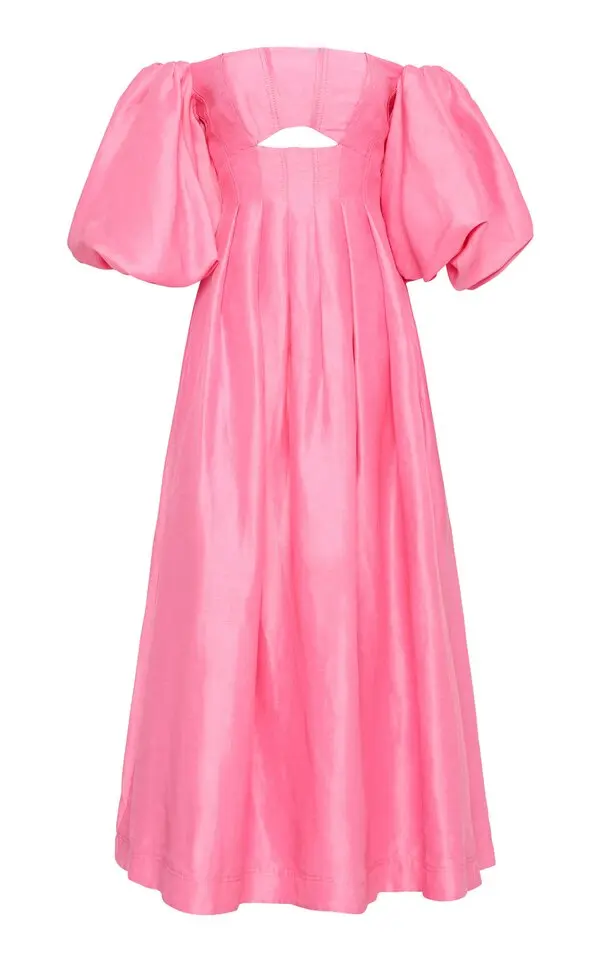 knee length dresses for ladies RENT Aje Eugenie off-the-shoulder linen-blend midi dress (RRP £405) main image 0
