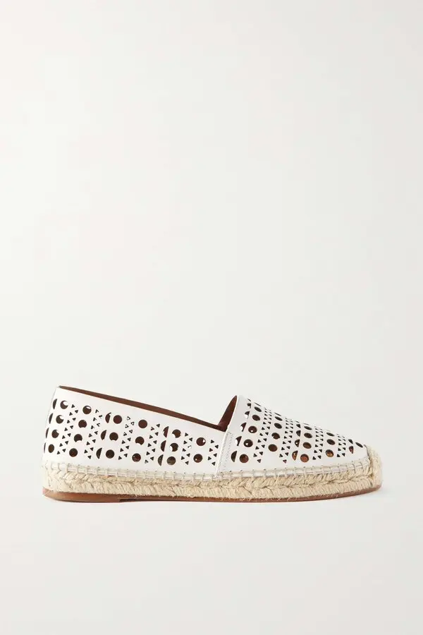 Alaïa Laser-cut Leather Espadrilles