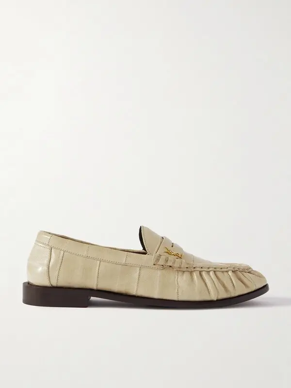 Saint Laurent Le Loafer Leather Loafers - Ivory