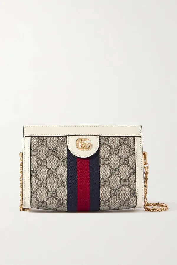 Gucci Ophidia Mini Textured Leather-trimmed Printed Coated-canvas Shoulder Bag