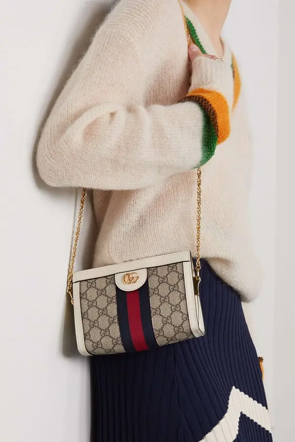 Gucci Ophidia Mini Textured Leather-trimmed Printed Coated-canvas Shoulder Bag