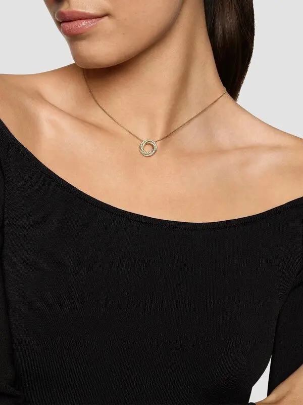 David Yurman Petite Pavé Crossover Pendant Necklace In 18k With Diamonds, 15.5mm - Gold
