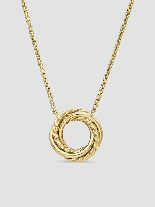 David Yurman Petite Pavé Crossover Pendant Necklace In 18k With Diamonds, 15.5mm - Gold