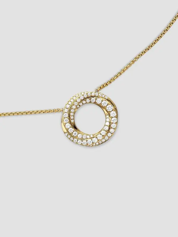 David Yurman Petite Pavé Crossover Pendant Necklace In 18k With Diamonds, 15.5mm - Gold