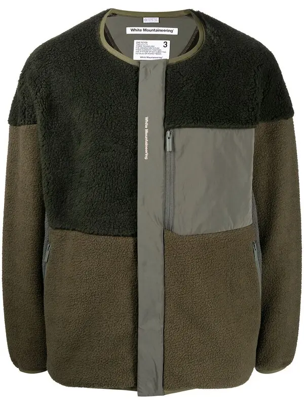 WHITE MOUNTAINEERING Patchwork Collarless Jacket - Green