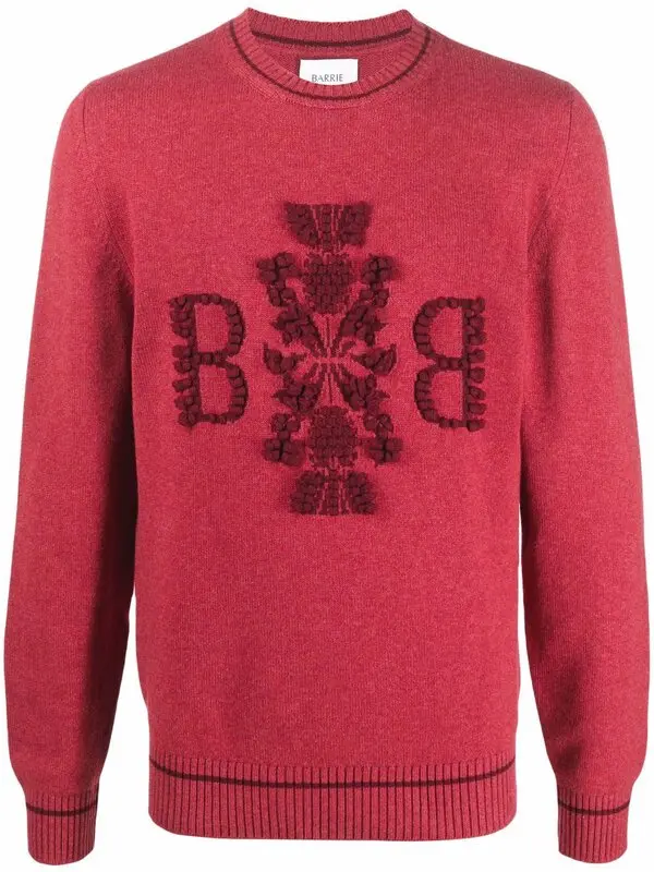 BARRIE Embroidered Cashmere Jumper - Red