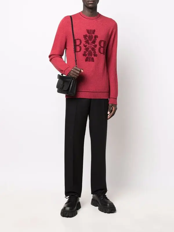 BARRIE Embroidered Cashmere Jumper - Red