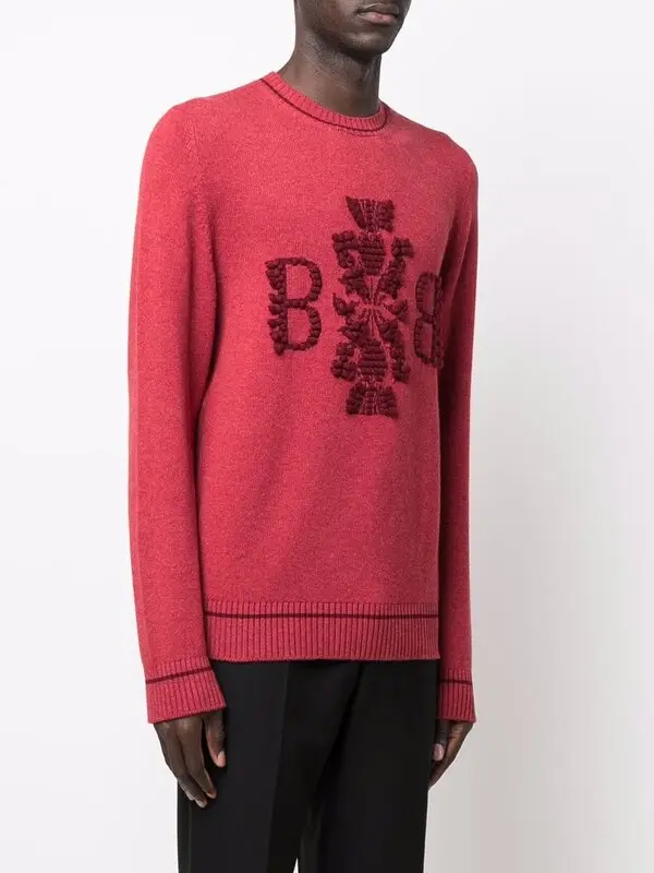 BARRIE Embroidered Cashmere Jumper - Red