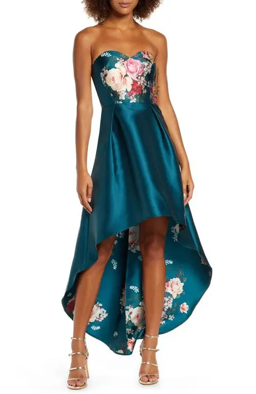 CHI CHI LONDON Strapless Floral Gown