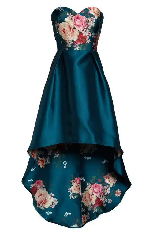 CHI CHI LONDON Strapless Floral Gown