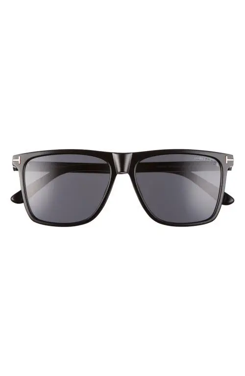 TOM FORD Fletcher 57mm Sunglasses - Shiny Black / Smoke