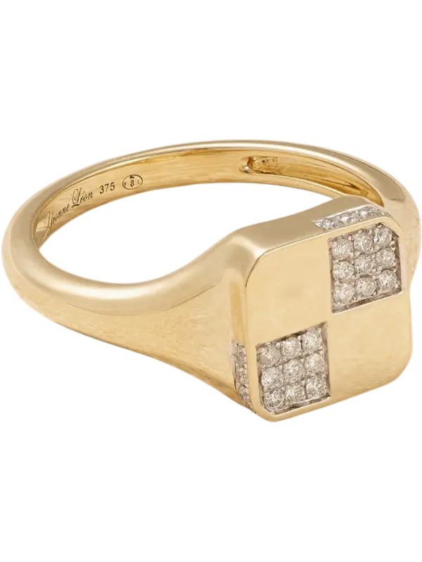 Yvonne Léon 9-karat Diamond Signet Ring - Gold