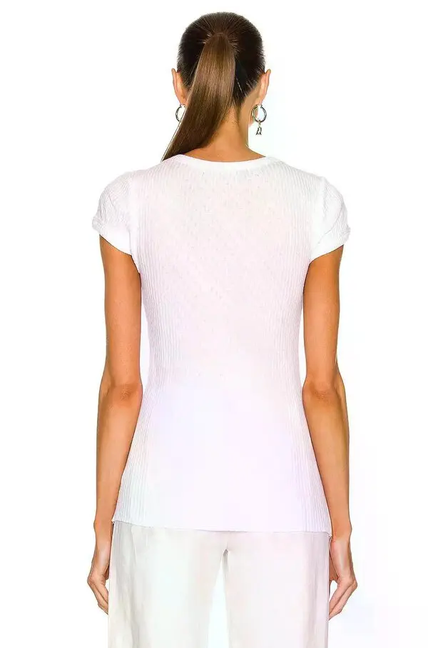 Enza Costa Soft Cotton Cap Sleeve Crew Top - White
