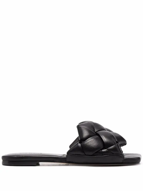 VIC MATIE Square-toe Leather Sandals - Black