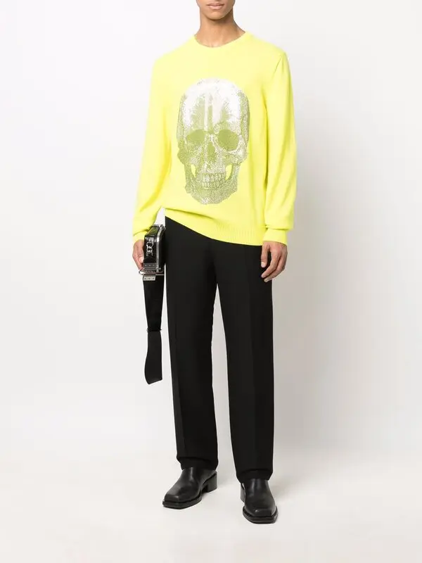 Philipp Plein Skull Logo Knitted Sweater - Yellow