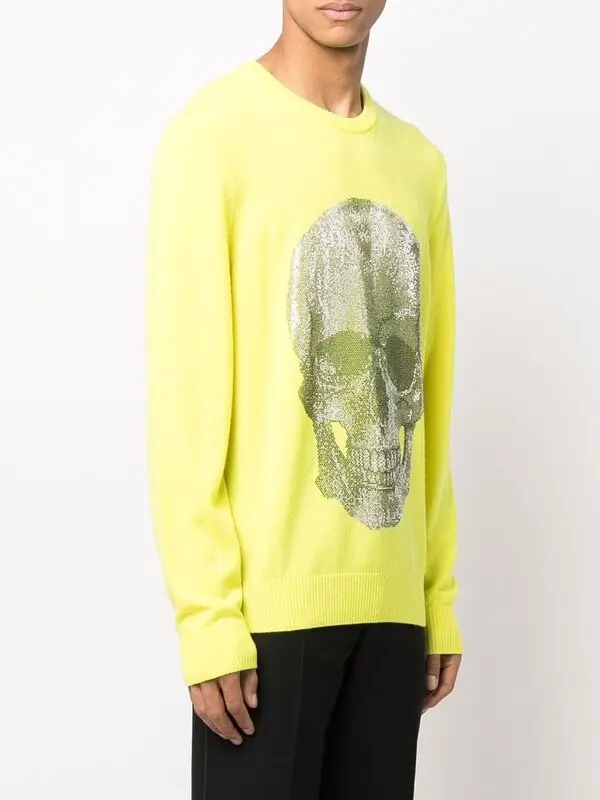 Philipp Plein Skull Logo Knitted Sweater - Yellow