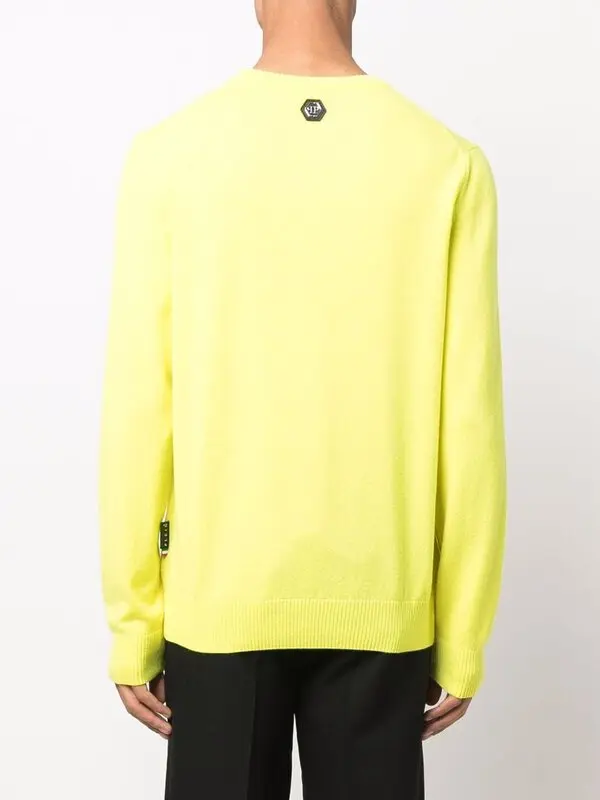 Philipp Plein Skull Logo Knitted Sweater - Yellow