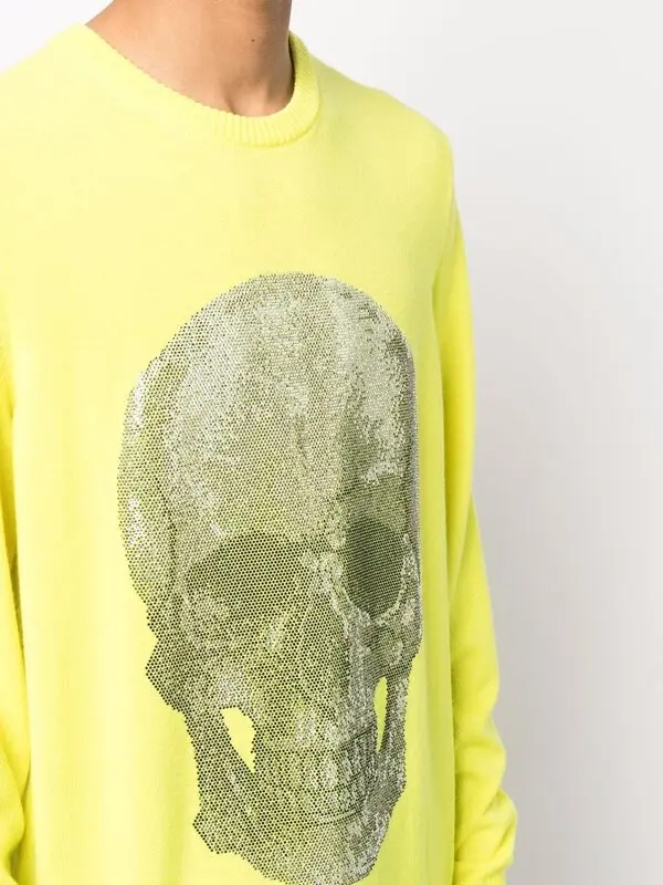 Philipp Plein Skull Logo Knitted Sweater - Yellow