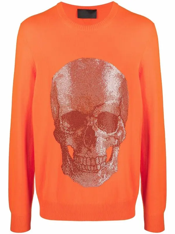 Philipp Plein Skull Print Sweater - Orange