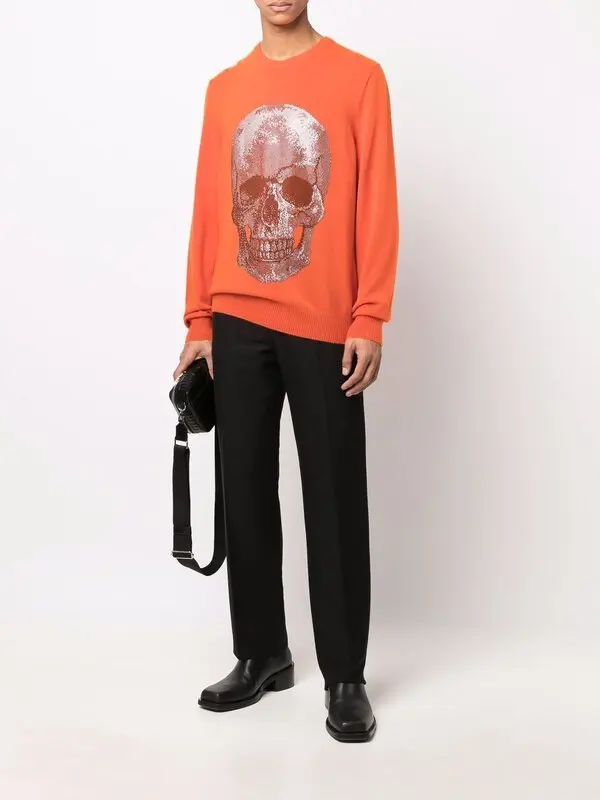 Philipp Plein Skull Print Sweater - Orange