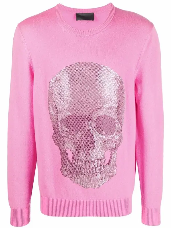 Philipp Plein Iconic Skull Crewneck Sweater - Pink