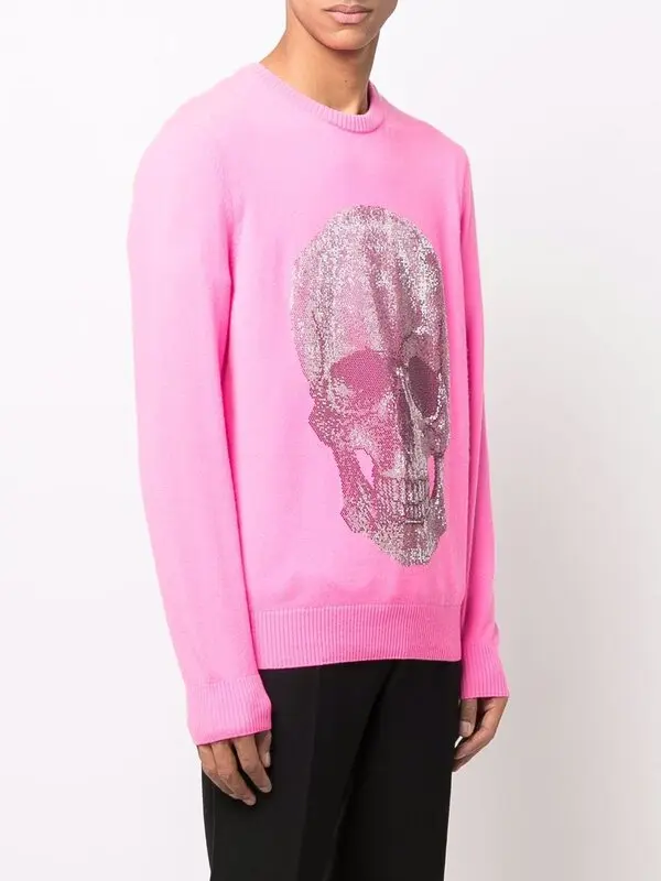 Philipp Plein Iconic Skull Crewneck Sweater - Pink