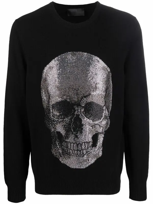 Philipp Plein Iconic Skull Cashmere Sweater - Black