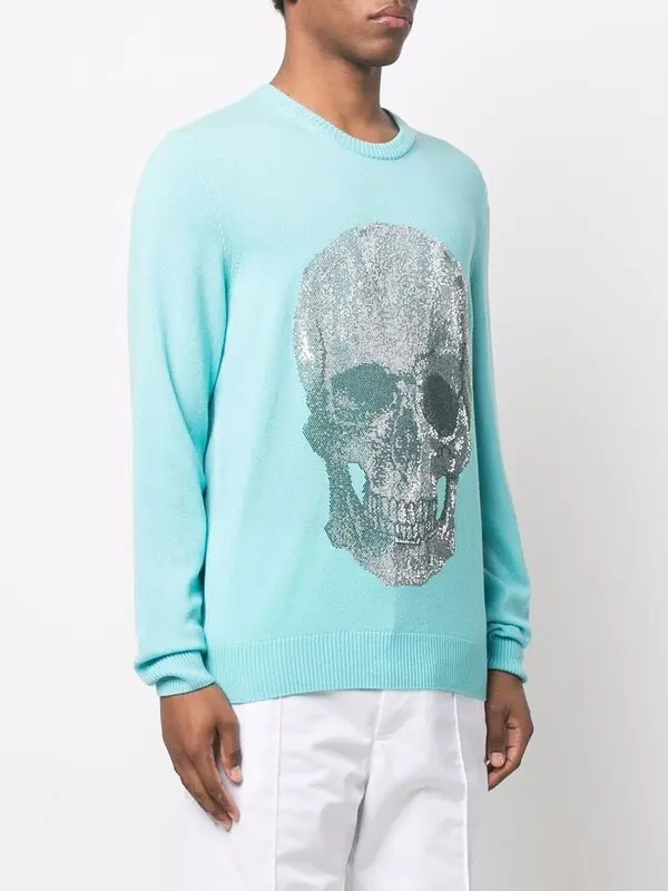 Philipp Plein Skull Print Sweater - Blue