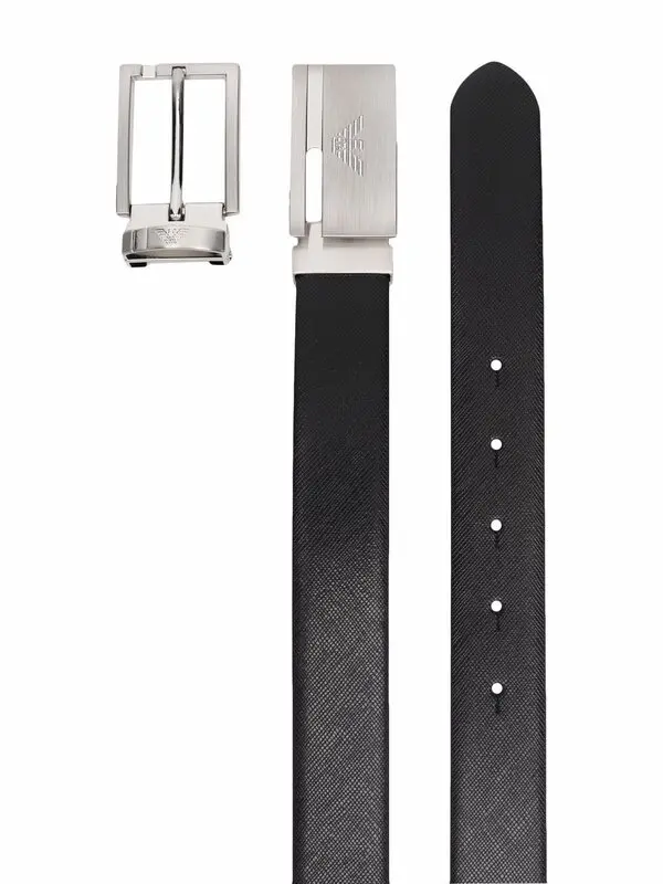 Emporio Armani Logo-buckle Leather Belt - Black