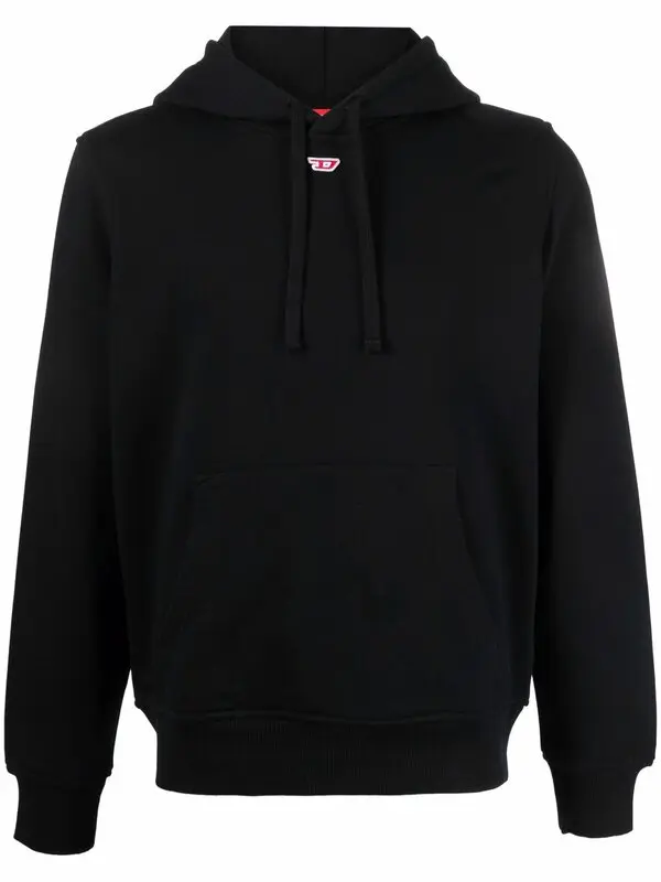 DIESEL® S-ginn-hood-d Logo-appliqué Hoodie - Black