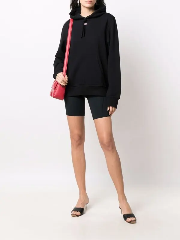 DIESEL® S-ginn-hood-d Hoodie With Logo Appliqu - Black