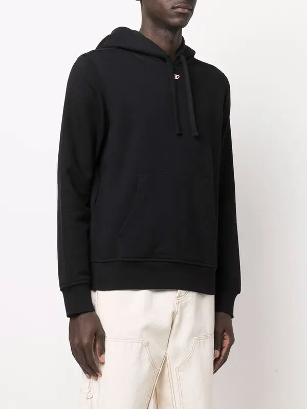 DIESEL® S-ginn-hood-d Hoodie With Logo Appliqu - Black